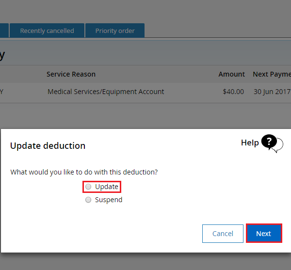 Centrelink online account help - Update or suspend a current Centrepay ...