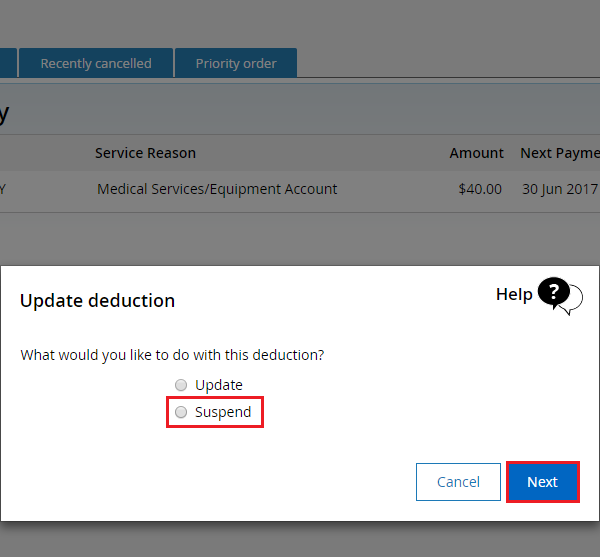 Centrelink online account help - Update or suspend a current Centrepay ...