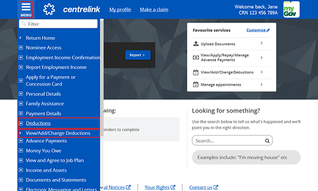 Centrelink online account help - Update or suspend a current Centrepay ...