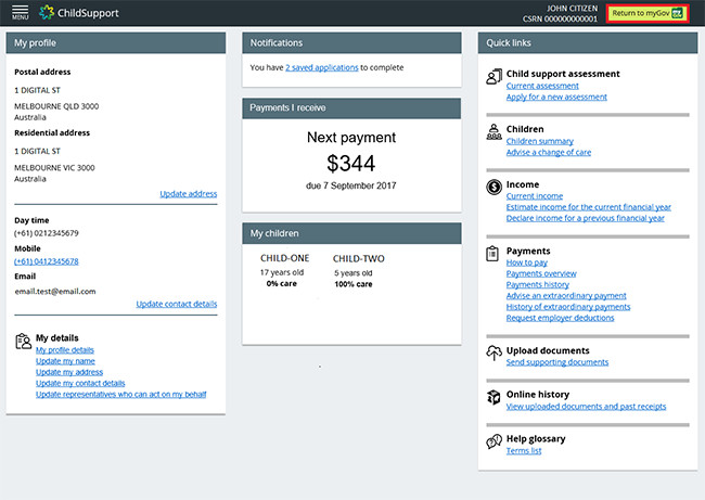 Child Support online account help - Update bank details - Services ...