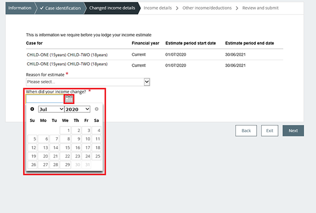 Child Support online account help - Update current income - Services ...