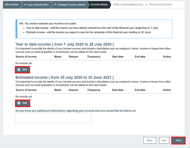 Child Support online account help - Update current income - Services ...