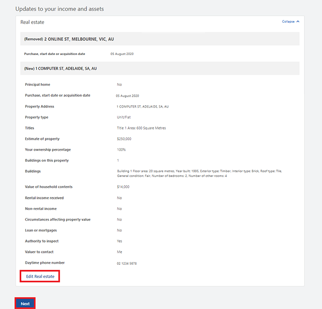 Centrelink online account help - Update your real estate details ...