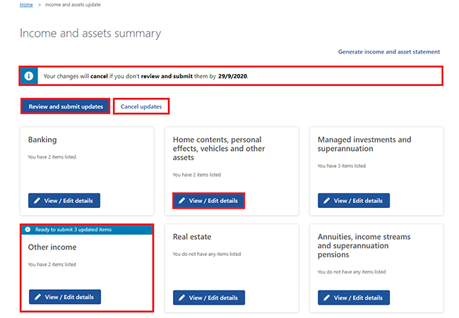 Centrelink online account help - Update income and assets details ...