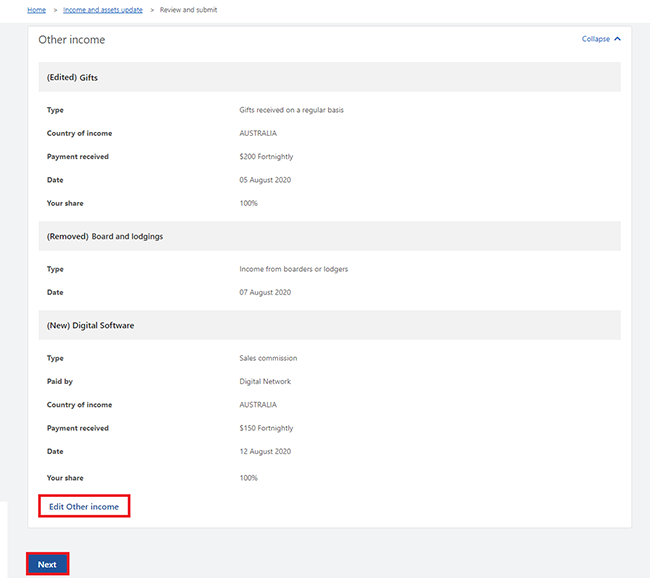 Centrelink online account help - Update income and assets details ...