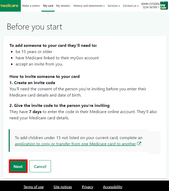 Medicare online account help - Add someone to your Medicare card ...
